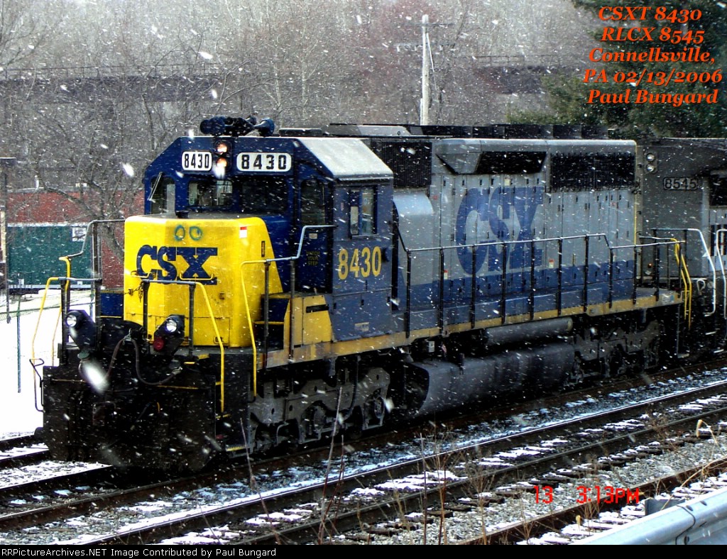 CSX 8430 SD40-2 A Cold Snowy Day 02/13/2006